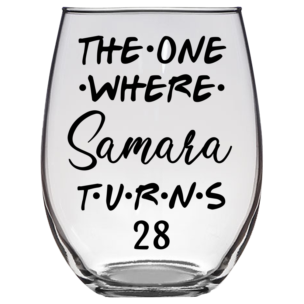 Samara Turns 28 Years Stemless Wine Glass – Freedom Look